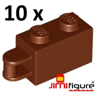 NEW 10 x LEGO 1x2 Modified Brick with Handle on End Reddish Brown 34816 ...