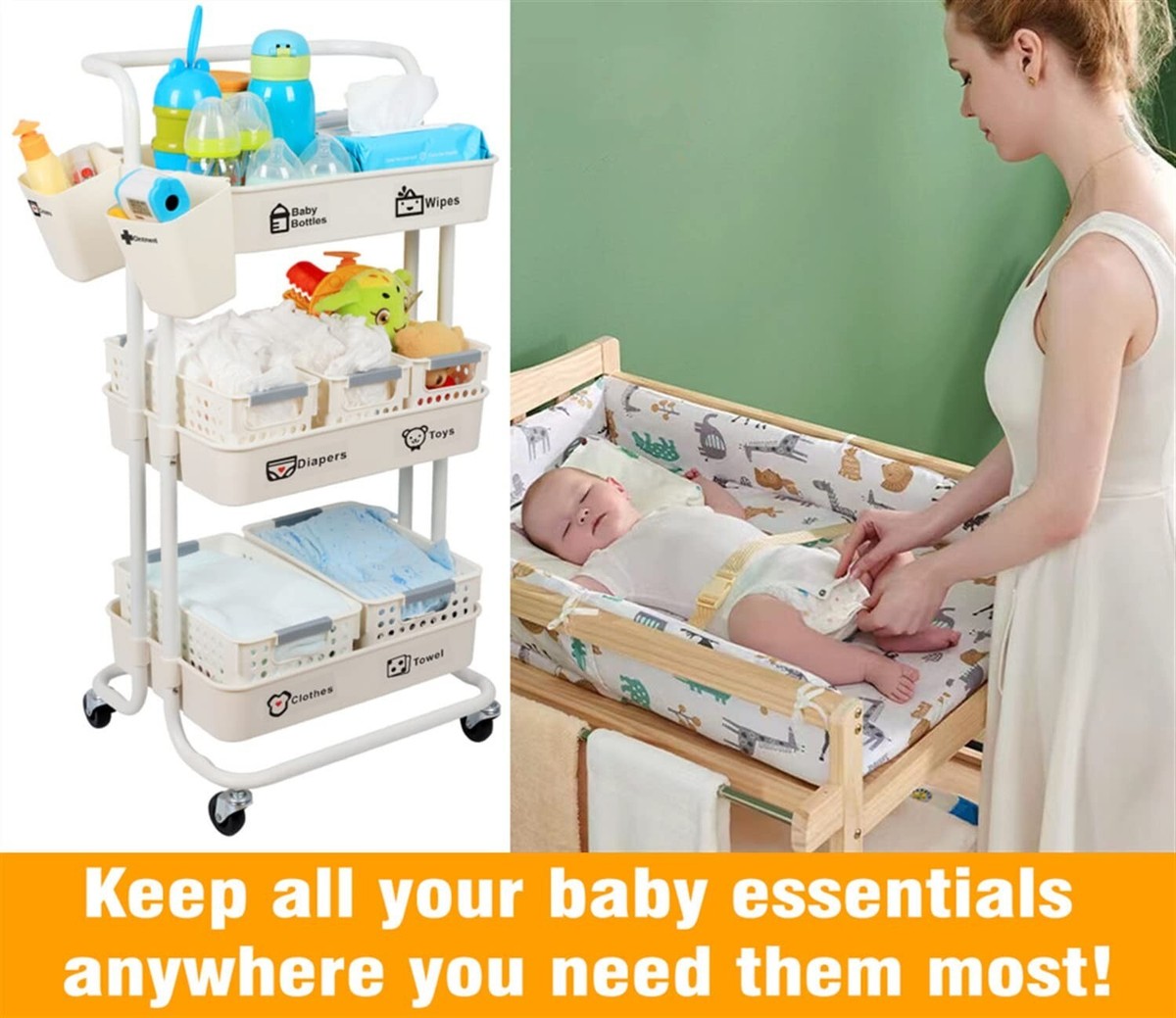 Storage Organizer Baby Diaper Caddy Genu00e9rico Portable Diaper Caddy ...