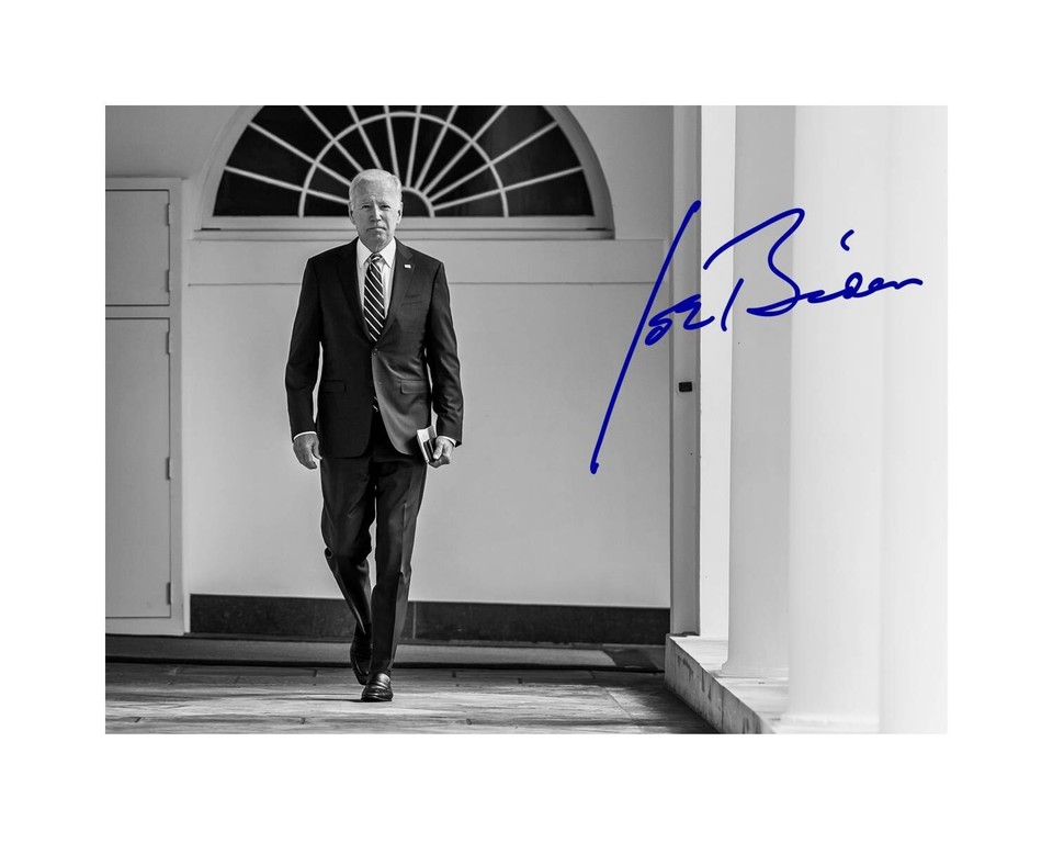 Joe Biden 8x10 Signed photo print Black & White walking at White House ...