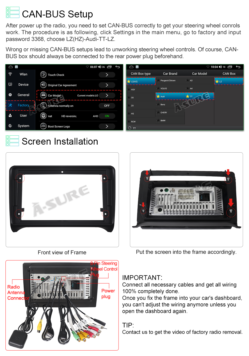 For Audi TT MK2 8J3 2006-2014 Android 14 2+32GB CarPlay Stereo Radio ...