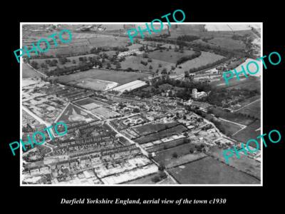 OLD POSTCARD SIZE PHOTO OF DARFIELD YORKSHIRE ENGLAND TOWN AERIAL VIEW ...