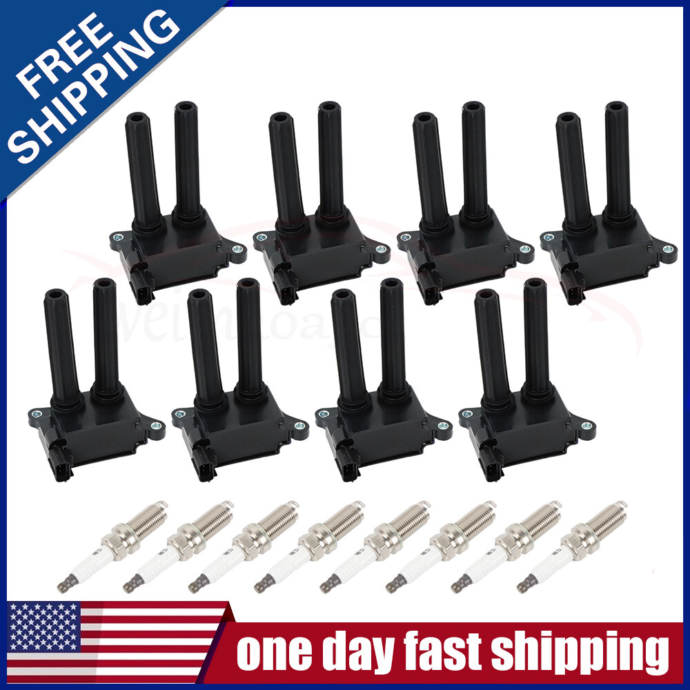 8PCS UF504 Ignition Coils Pack& Iridium Spark Plugs for Dodge Charger ...