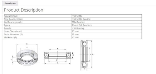 1PC NSK 51104 Thrust Ball Bearings Single Row 20x35x10mm | eBay