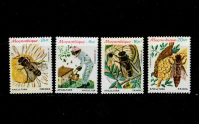 Mozambique 1985 - Beekeeper Bees Pollen - Set of 4 Stamps - Scott #941 ...