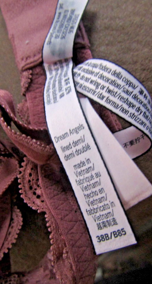 Victoria's Secret Smooth Lace 38B Dream Angels Lightly Lined Demi Bra ...