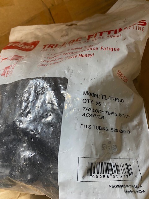 (25 Pack) TL-T-F50 Toro - 1/2" Tri-Loc™ Tee - Tri-Loc X Tri-Loc X FPT ...
