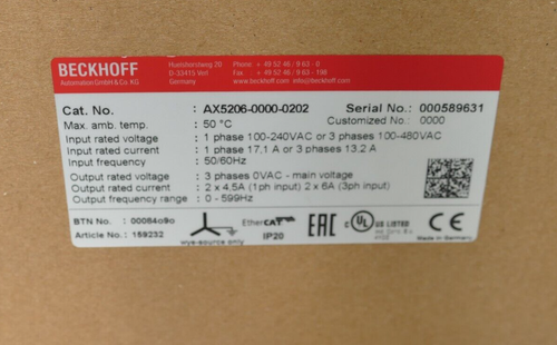One Beckhoff Servo Drive AX5206-0000-0202 Brand New Rapid Delivery /db ...