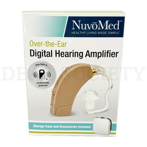 NuvoMed Rechargeable Over the Ear Hearing Amplifier w/ Storage Case ...