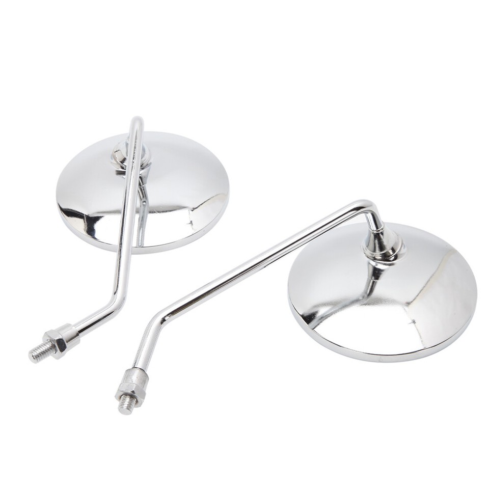 2x 10mm Chrome Motorcycle Rearview Mirrors Round For Triumph Bonneville ...