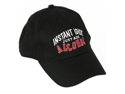 Unisex Novelty "INSTANT IDIOT JUST ADD ALCOHOL" Slogan Baseball Cap ...
