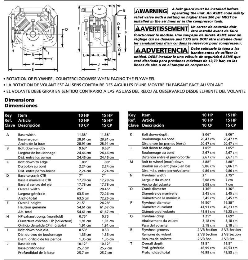 10hp Compressor Pump 2-stage Ci10 Campbell Hausfeld TX2101 for sale ...