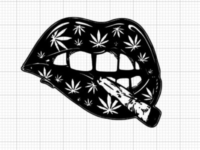 Lips Smoking Weed Tattoo