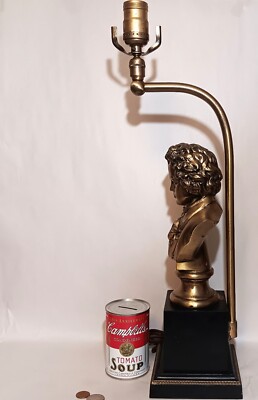 1940s BEETHOVEN lamp vtg piano music copper gold bronze bust sculpture ...