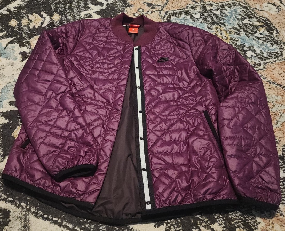 Nike Primaloft Puffer Jacket Snap Front Plum Logo Wom… - Gem