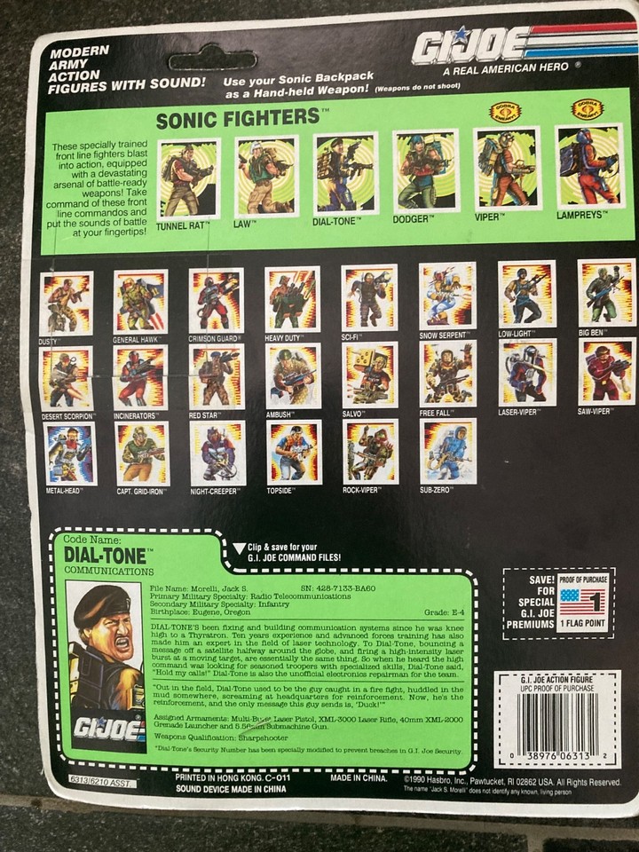 Vintage Gi Joe 1990 DIAL TONE - Sonic Fighters - MOC - HASBRO | eBay