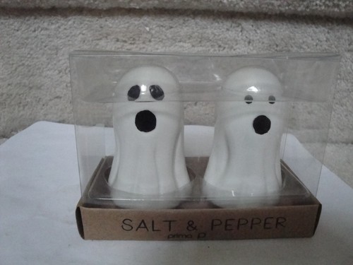NIB Prima Design Halloween Ghosts Ceramic Salt & Pepper Shakers ! | eBay