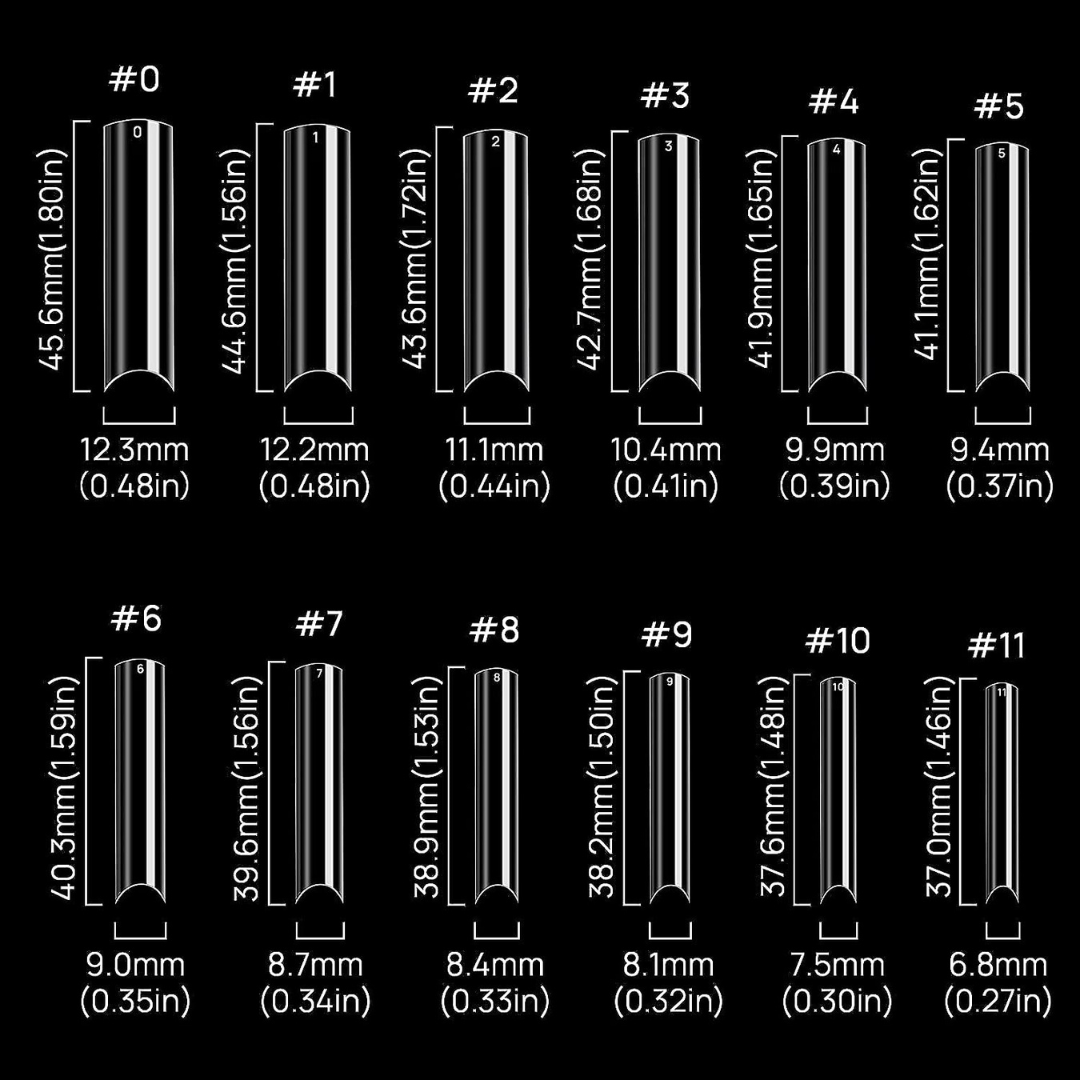 240 Pcs Extra Long C Curve Nail Tips - XXL Clear Fake Straight Square ...