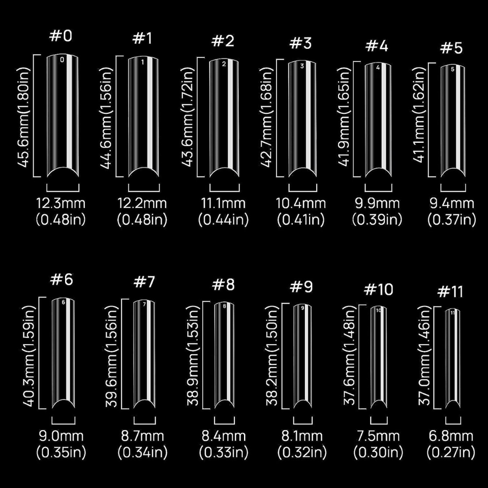 240 Pcs Extra Long C Curve Nail Tips - XXL Clear Fake Straight Square ...