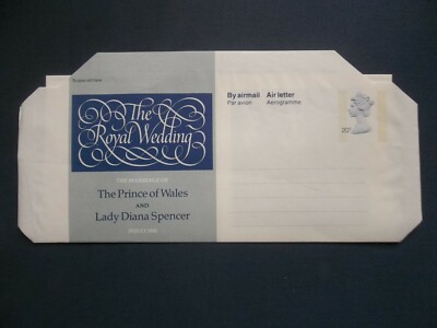 UNUSED AEROGRAMME ROYAL WEDDING 1981 20p AIR MAIL LETTER PRINCE CHARLES ...