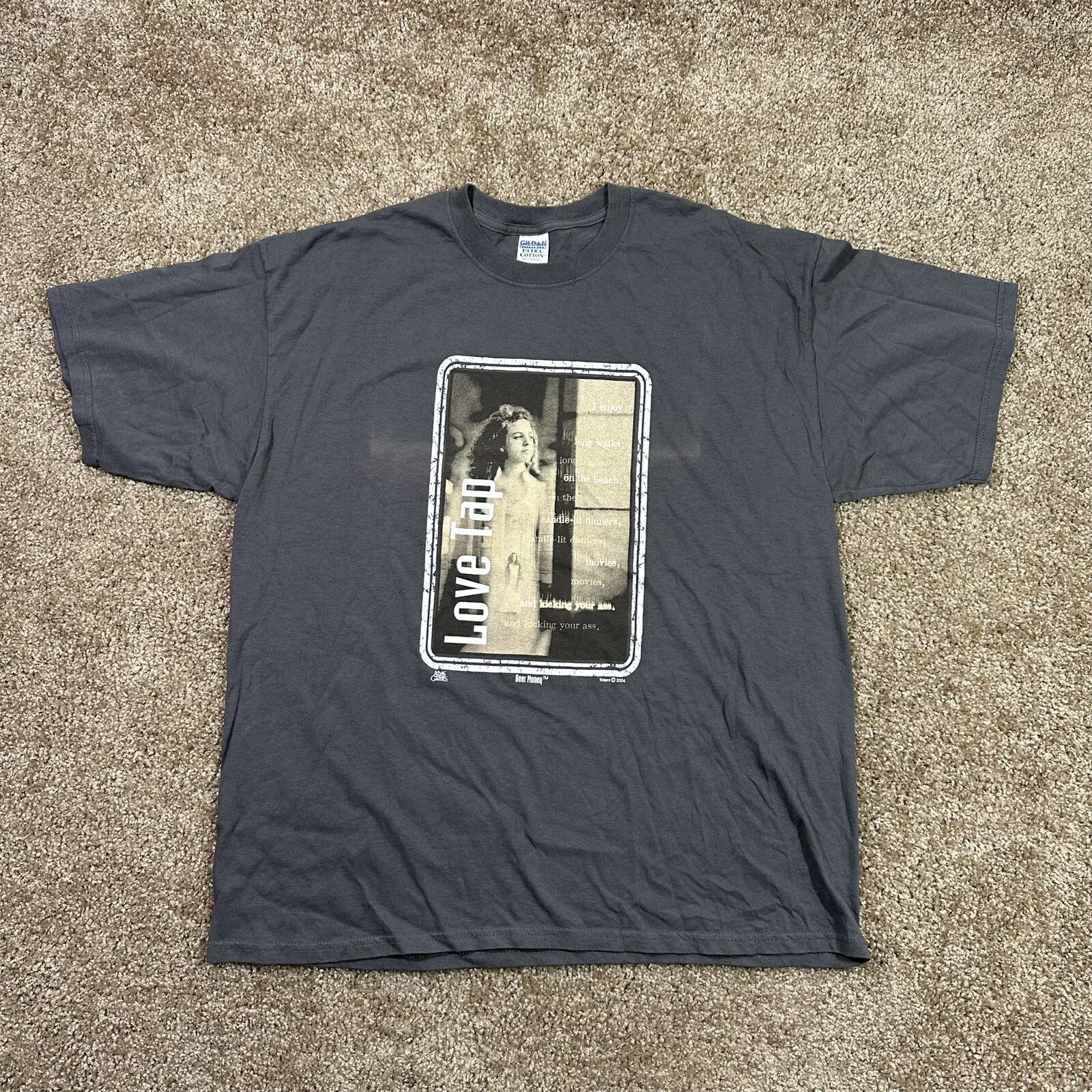 Vintage Y2K Card Game Beer Money Love Tap Gray T-shir… - Gem