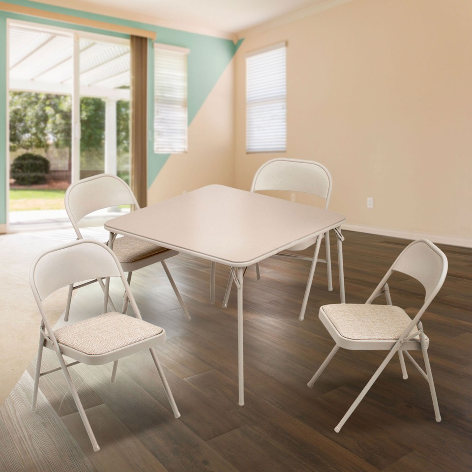 MECO Sudden Comfort 5 Piece 34x34 Card Table and 4 Chairs Folding ...