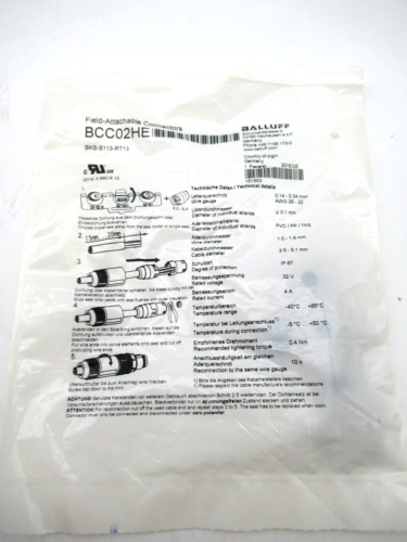 Balluff BCC02HE 3 Position Circular Connector Receptacle For BKS-S113 ...