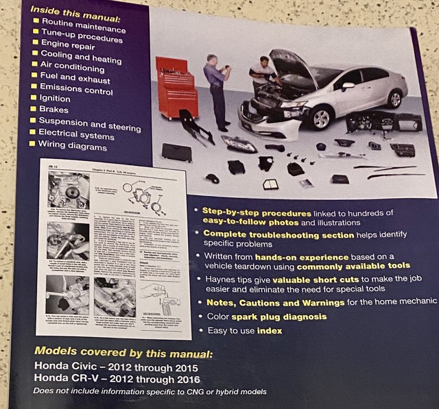 Honda Accord 2013 Thru 2017 Haynes Repair Manual 42016 Auto for sale ...