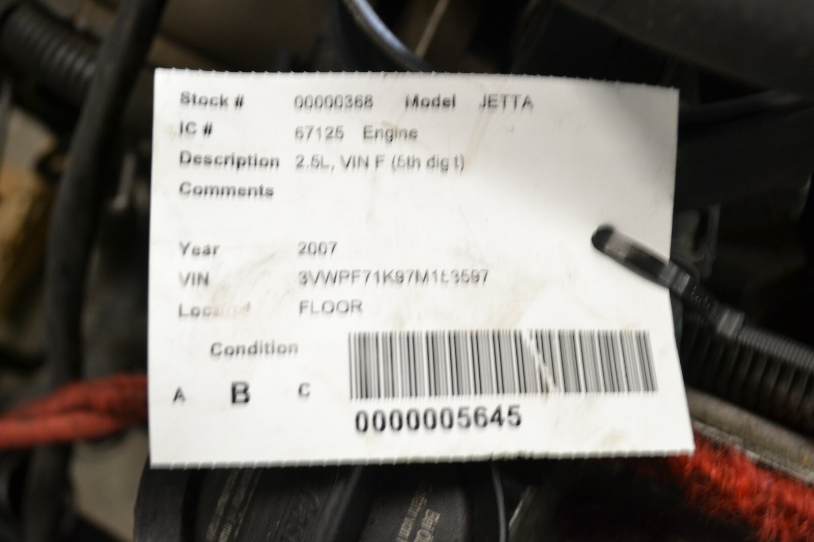 VW MK5 JETTA 2.5L BGP Engine 07K 100 031C 90 Day Warranty | eBay