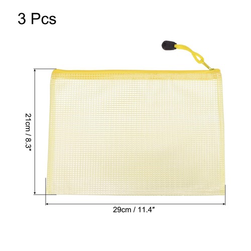 3 Pcs Mesh Zipper Bags, B5 File Document Pockets Bill Pouch Folders ...