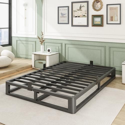Bed Frame with Round Corner Edges, Low Profile Metal Platform Bed Full ...