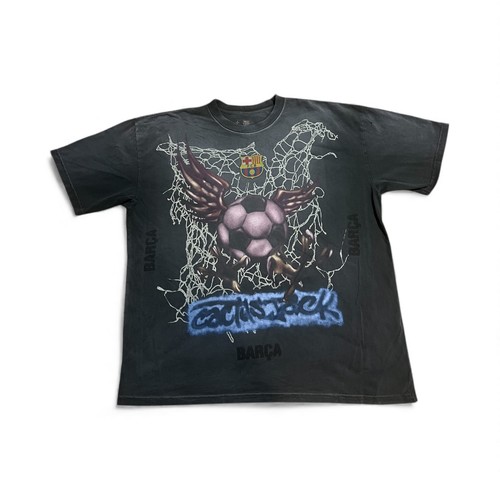 Travis Scott Cactus Jack CJ X FCB Barcelona WASHED SPRAY LOGO TEE XL ...