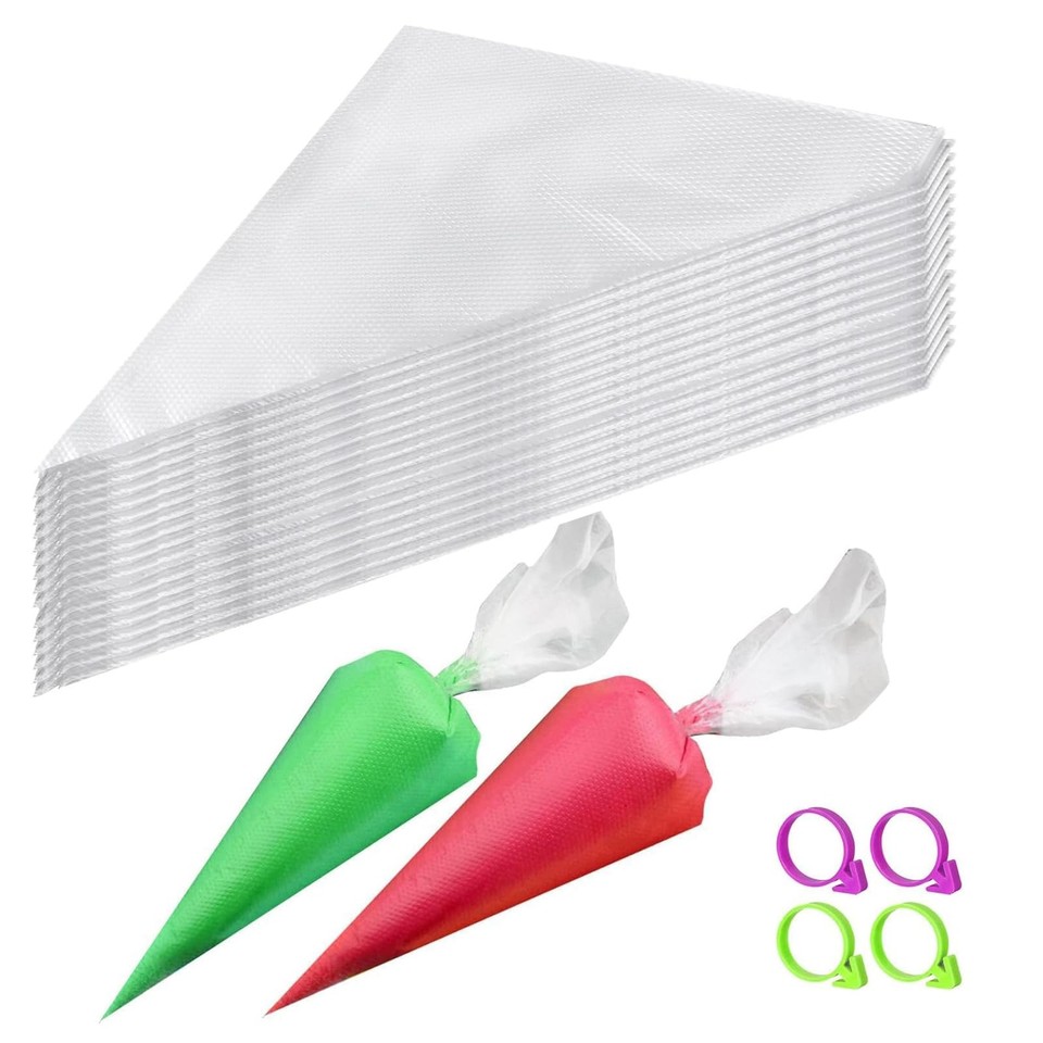 100 PCS Disposable Piping Bags Fyvadio Disposable Pastry Bags with 4 ...