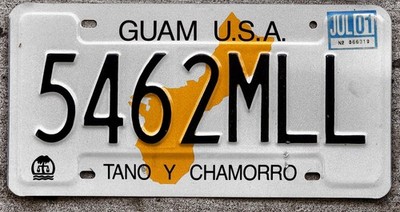 1994 Guam U.S.A. License Plate MLL = Mount Lamlam with a 2001 Sticker ...