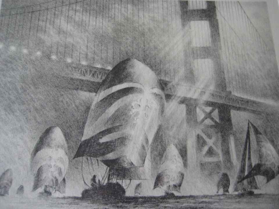 JOHN KELLY SAN FRANCISCO GOLDEN GATE BRIDGE & YACHT PRINT, SIGNED ...