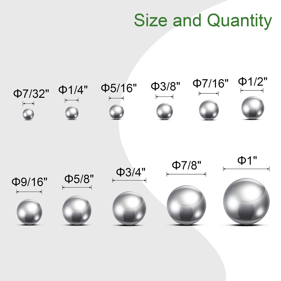11 Pack 11 Size Bearing Balls Assortment 304 Stainless Steel with ...