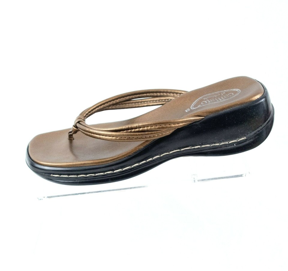 Callisto of California Leather Sandals Size 10 Metallic Gold Bronze ...