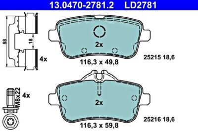 ATE Rear Axle Disc Ceramic Brake Pad Set For MERCEDES Gle C292 W166 ...