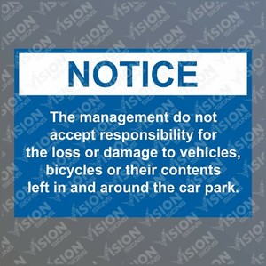 CAR PARK DISCLAIMER NOTICE METAL SIGN WEATHERPROOF LIABILITY DISCLAIMER ...