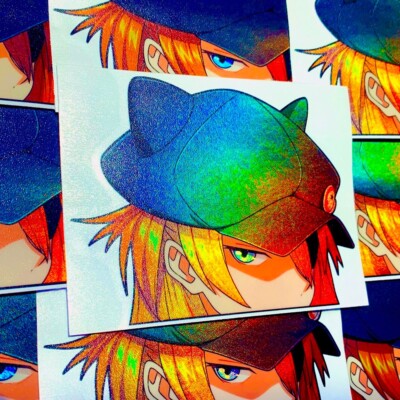 ASUKA LANGLEY HOLO ANIME PEEKER STICKER NEON GENESIS EVANGELION CAR ...
