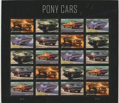 USPS Pony Cars, Sheet of 20 First Class Stamps Sent from OKC, OK | eBay