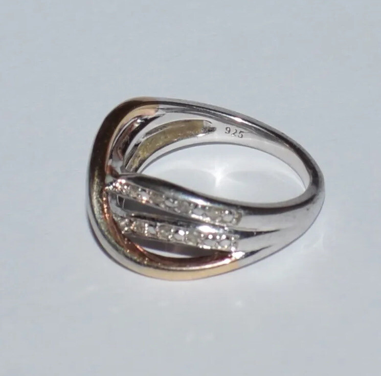 SUN STERLING SILVER AND DIAMONDS TRIPLE BAD RING SIZE 7 | eBay