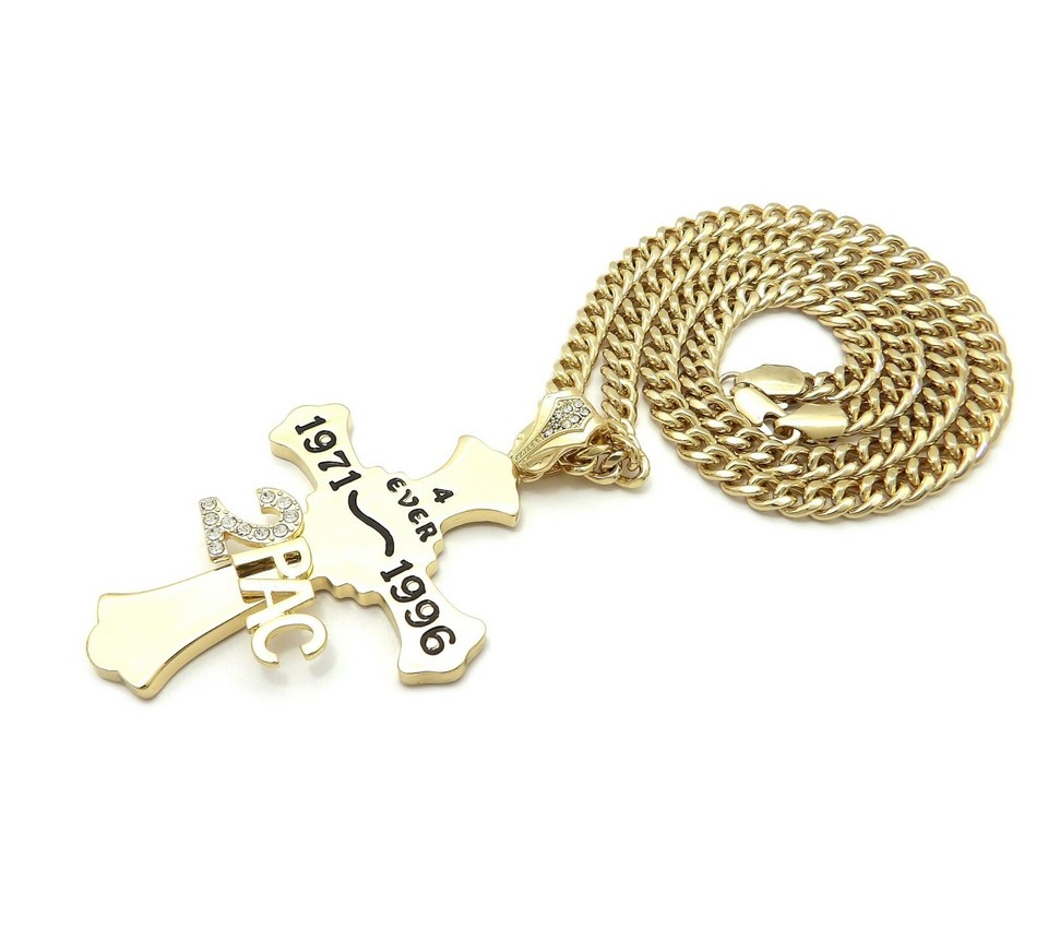 New 2PAC CROSS Pendant with 6mm 24" Cuban Chain | eBay