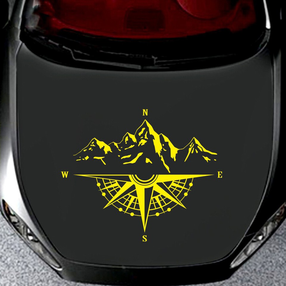 50x41cm Car Sticker Mountain Compass Decals Waterproof Graphic Body ...