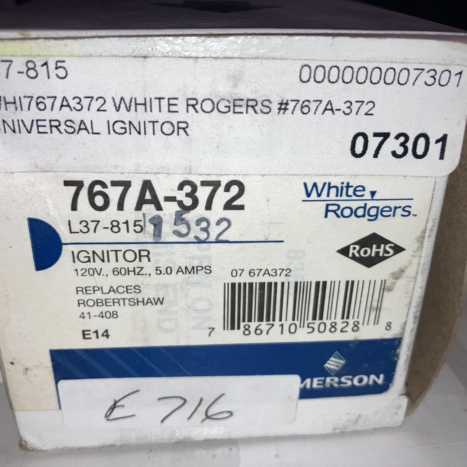 White-Rodgers 767A-372 Hot Surface Ignitor Robertshaw 41-408 L37-815 ...