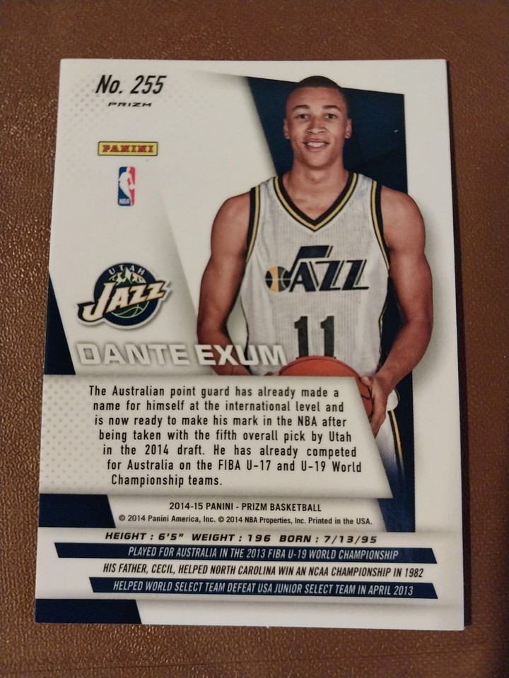 2014-15 DANTE EXUM PANINI PRIZM GREEN NBA ROOKIE CARD RC #255 UTAH JAZZ ...