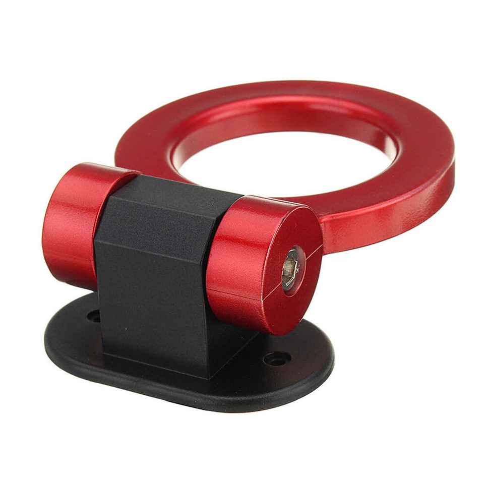 1x Universal Red Car Ring Track Racing Style Tow Hook Look Decoration ...