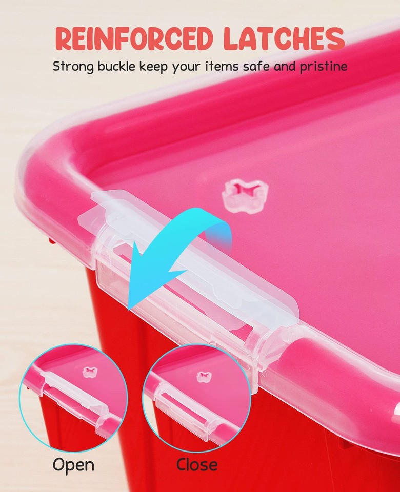 Colored Plastic Storage Bins with Lids,Stackable Containers for ...