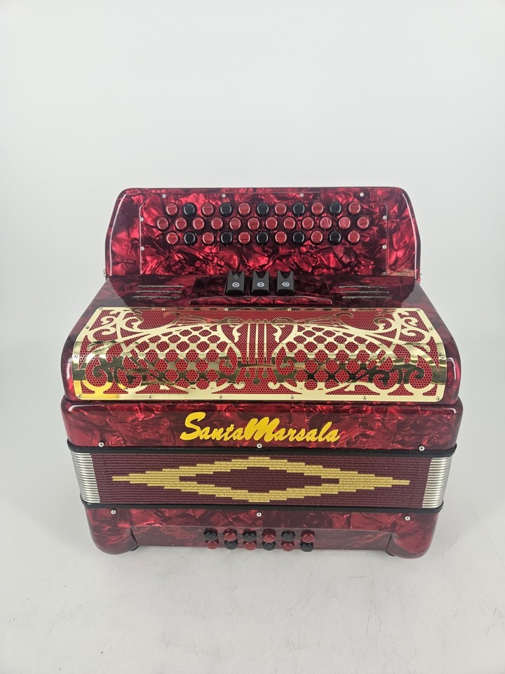 Santa Marsala Red Button accordion acordeon with case and straps, FBE ...