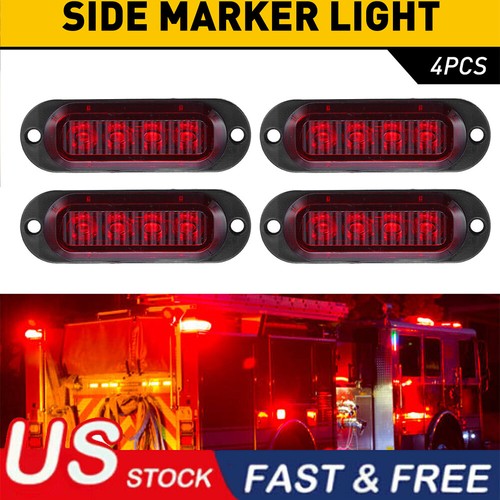 4PCS LED Side Marker Light Red Clearance Light Universal For Truck ...