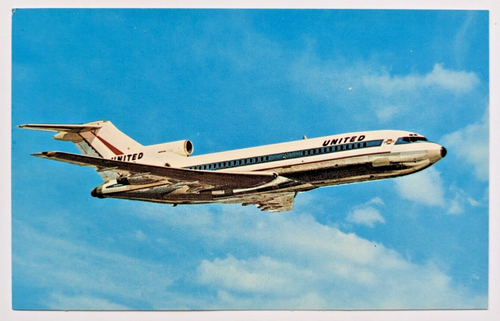 United Tri-Engine Boeing Jet 727 Airplane in Flight Vintage Chrome ...